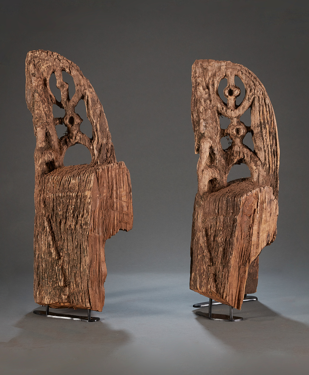 O-6 Two Ancient Slit Gong (garamut) Finials Chris Boylan Oceanic Art